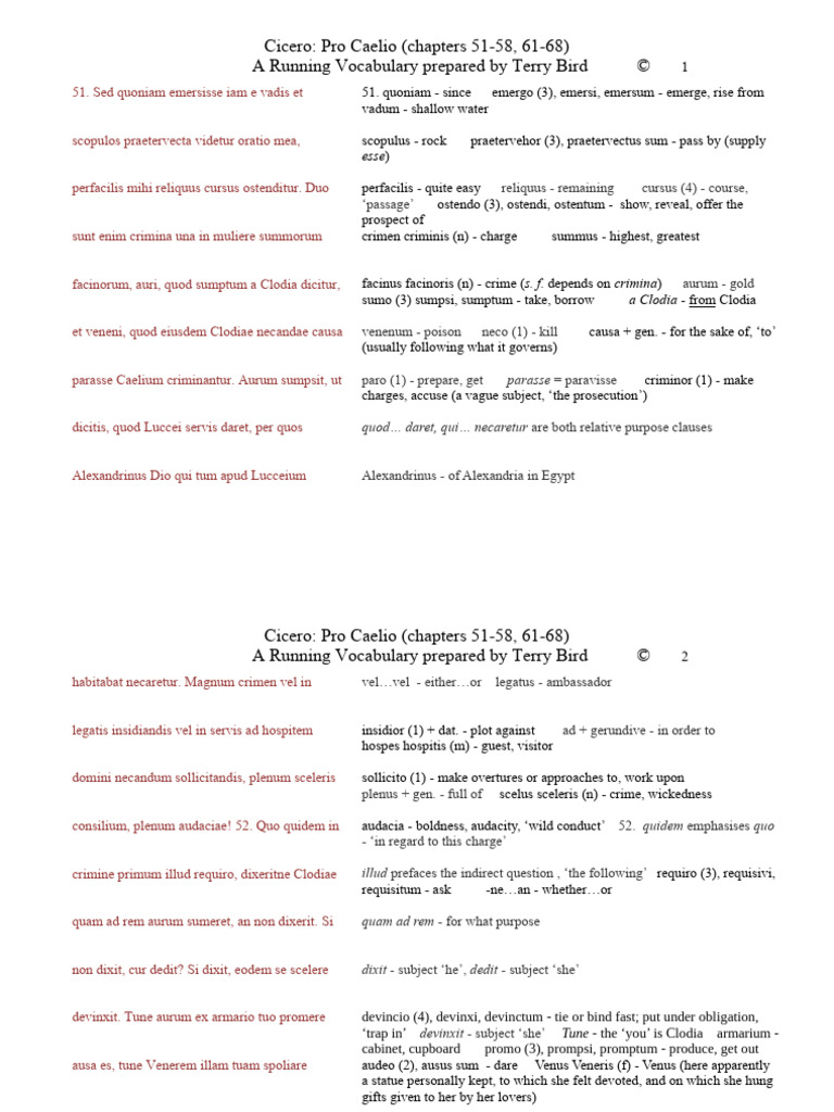 Cicero Pro Caelio + Text Group 1 2025-2026 | PDF | Ancient Rome