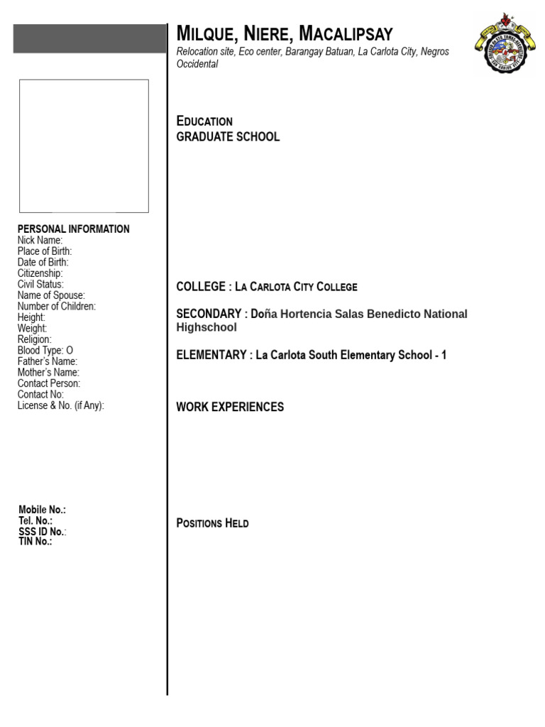 Profile Form 1 Pdf