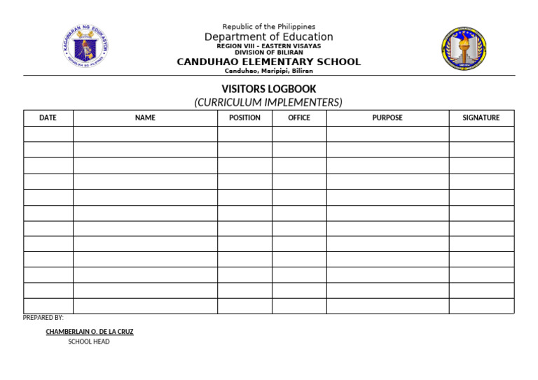 VISITORS LOG | PDF