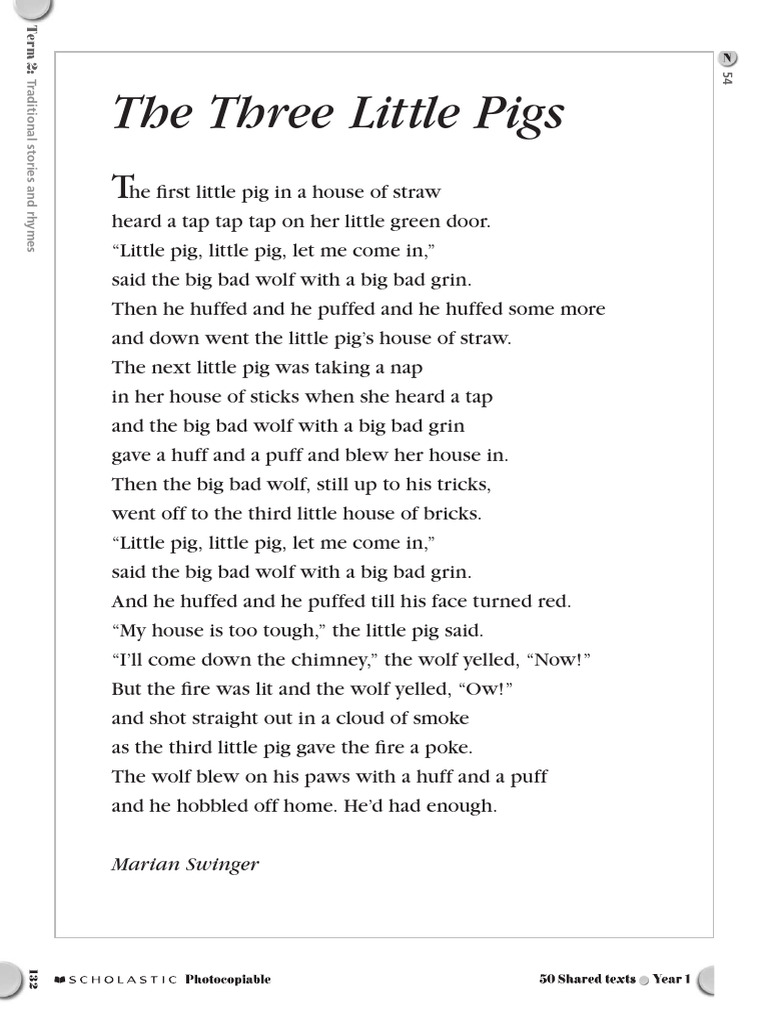 Three Little Pigs Fairy Tale Summary | PDF