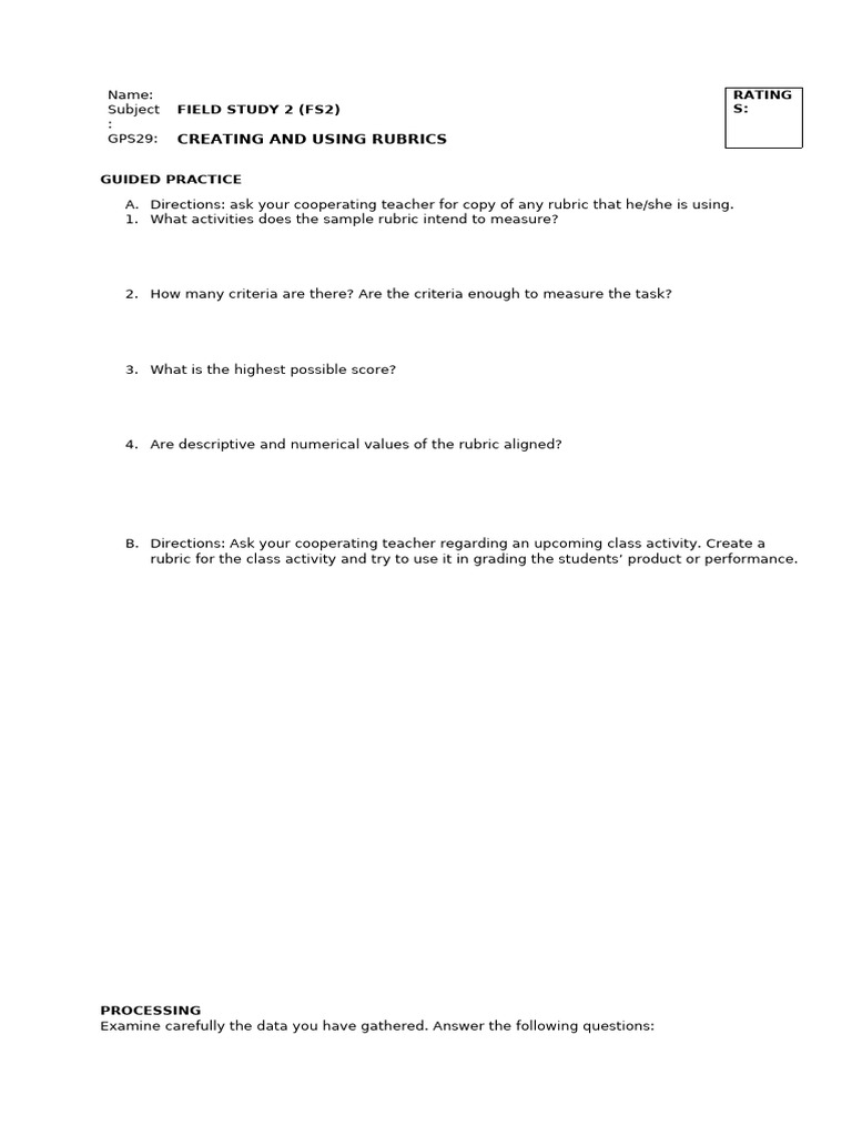 Creating and Using Rubrics Guide | PDF