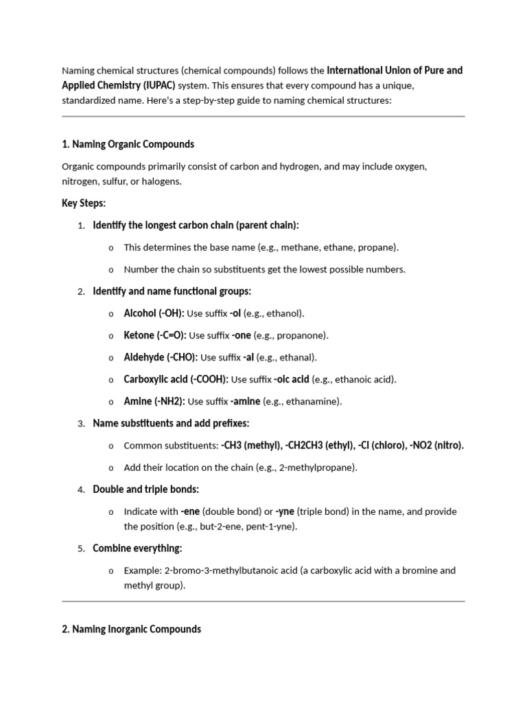 Chemistry Naming Guide | PDF | Functional Group | Physical Sciences