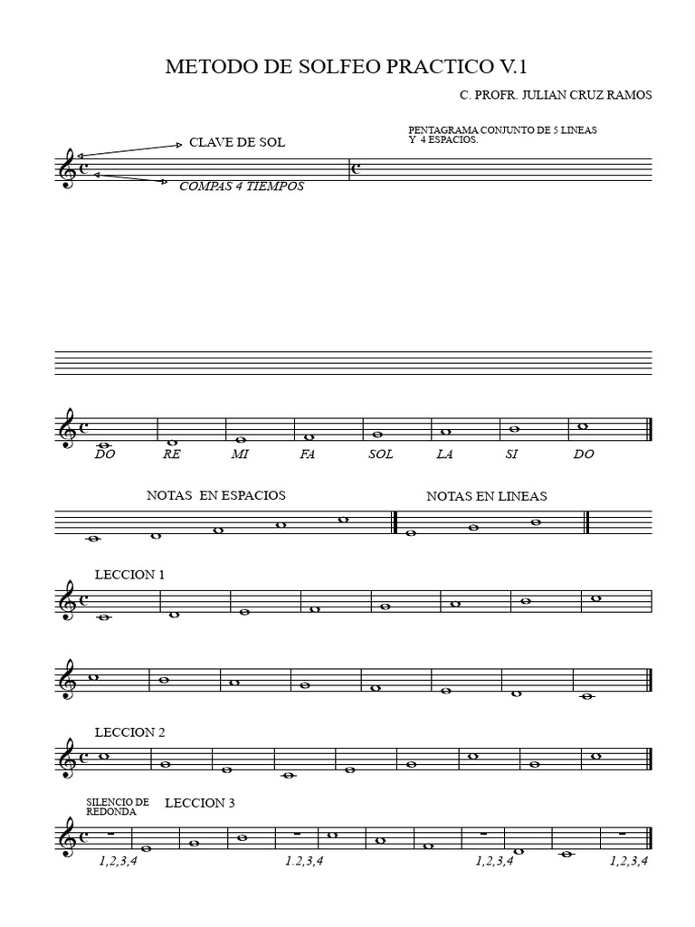 Método de Solfeo Práctico V.1 | PDF | Teoría musical | Ritmo y medidor