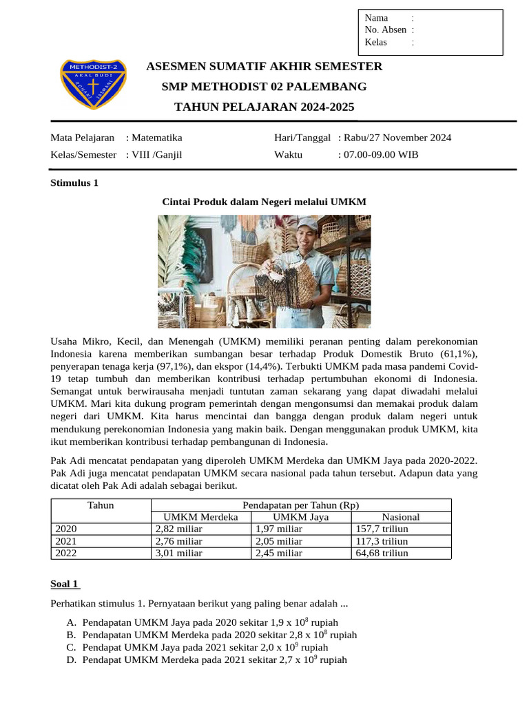 Naskah ASAS GANJIL-Matematika Kelas VIII | PDF