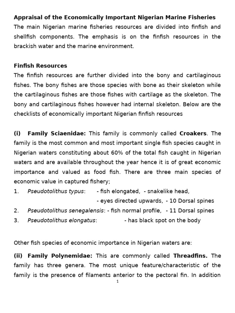 MSF 511 - 5th Lecture - Appraisal of Nigerian Marine Fisheries - 2021 | PDF | Fish