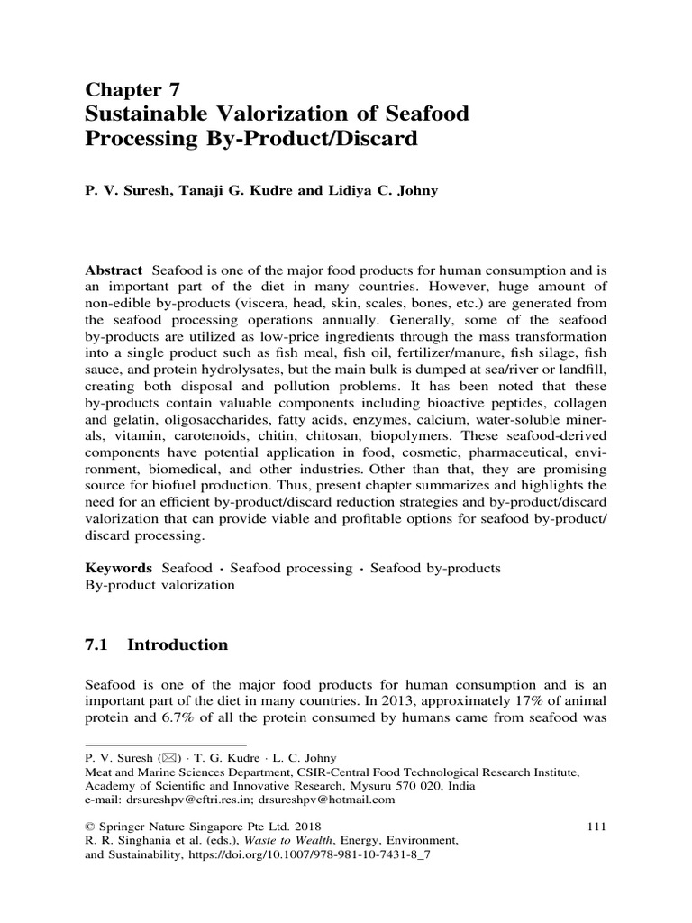 Sustainable Valorization of Seafood Processing Byproduct or Discard | PDF | Seafood | Gelatin
