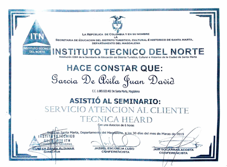 Certificado Itn | PDF