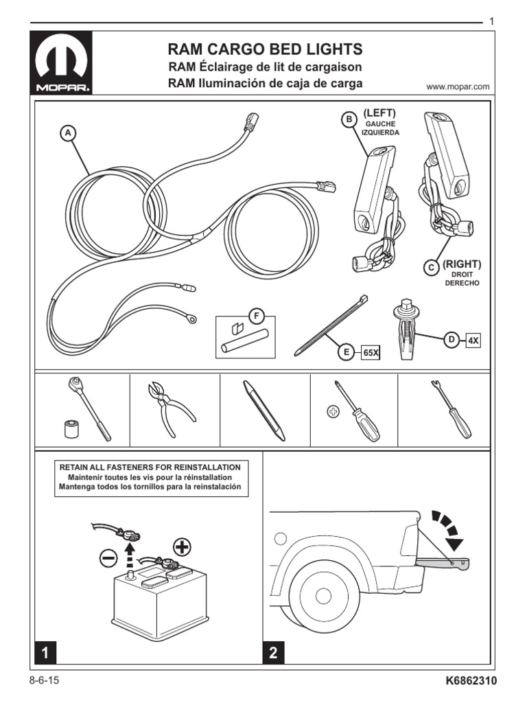 82214870AB Bed Light Fitting Instructions | PDF