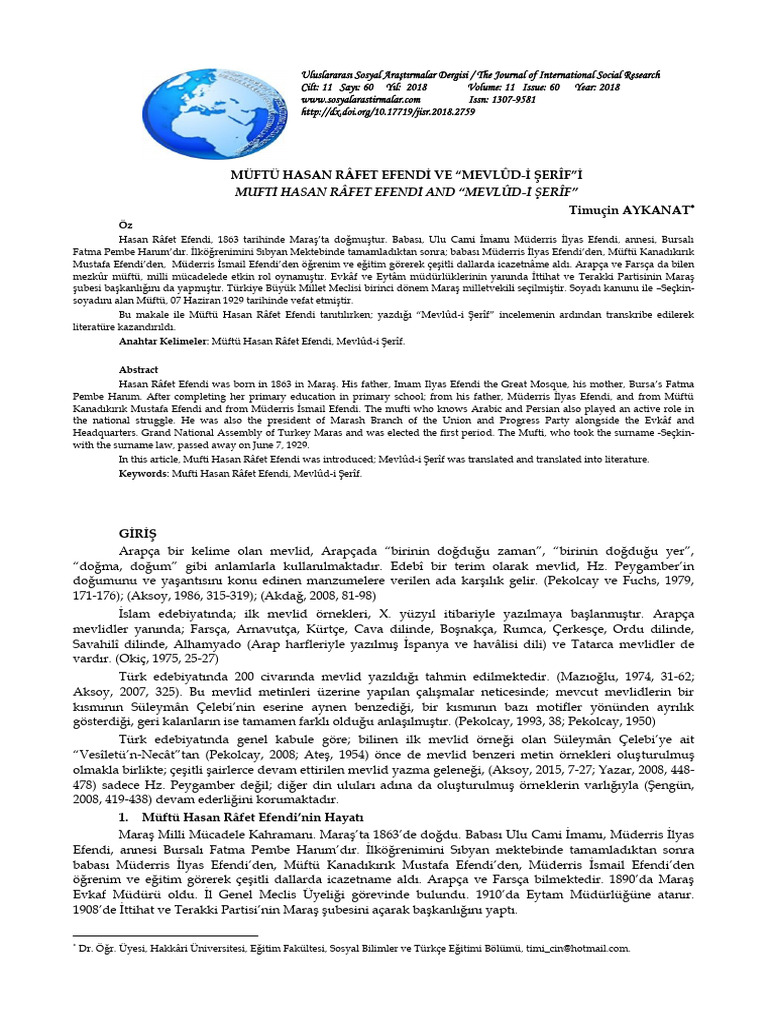 Muft Hasan Rfet Efend and Mevld Erf | PDF
