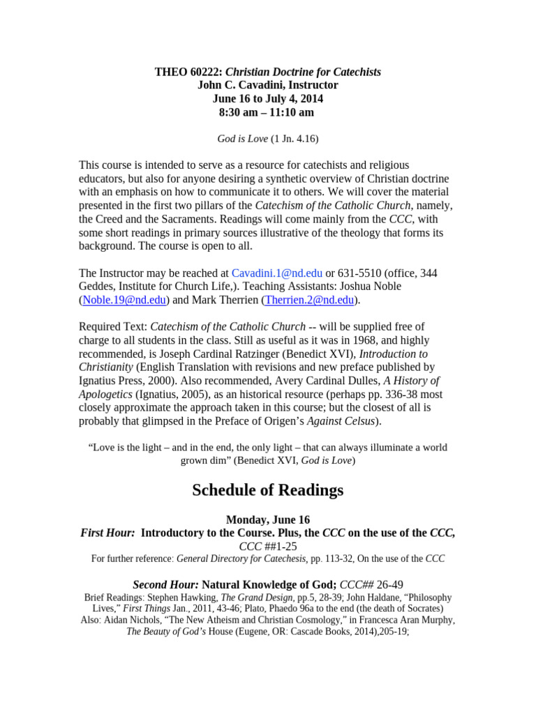 Christian Doctine Syllabus | PDF | Catholic Church | Sacraments