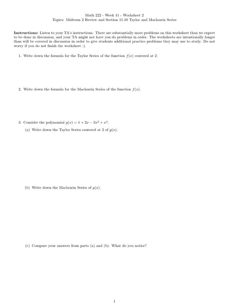 222-Wk11.2-Midterm 2 Review and Sec11.10 | PDF | Algebra | Mathematical Relations