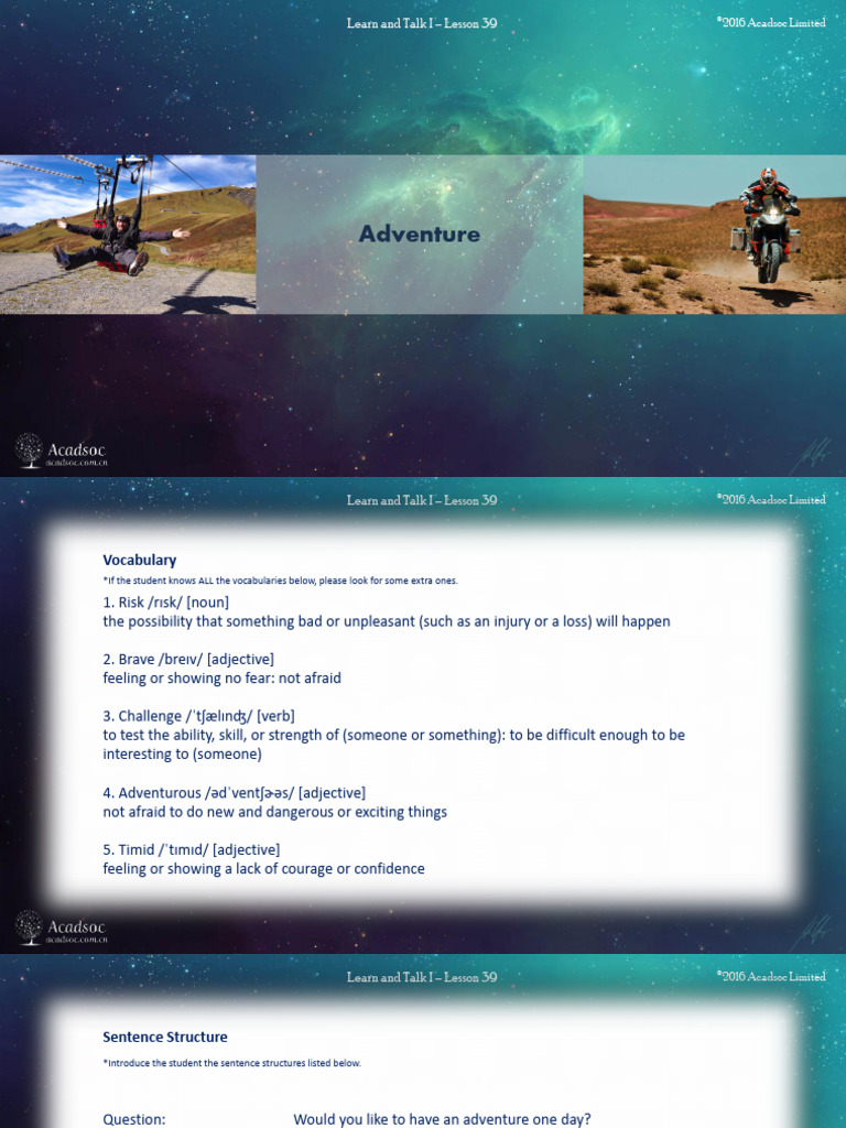 39 Adventure | PDF | Adjective | Vocabulary