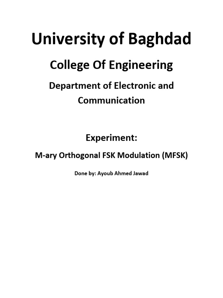 University of Baghdad MFSK Exp | PDF | Modulation | Detector (Radio)