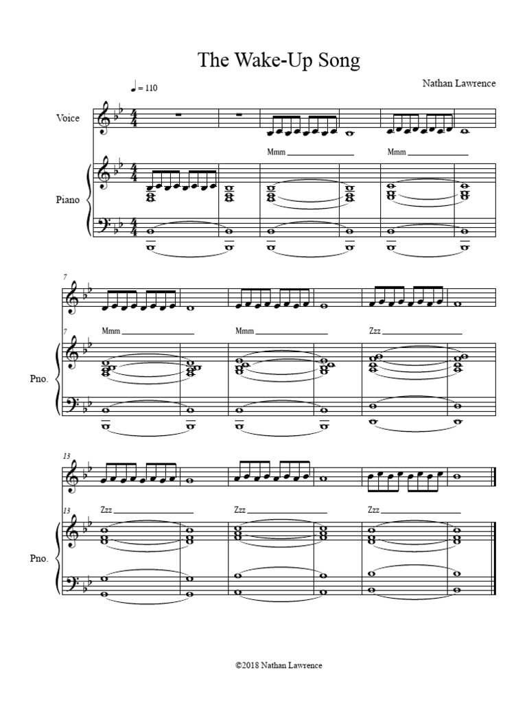 002 Exercise The Wake Up Song Sheet Music With Piano | PDF