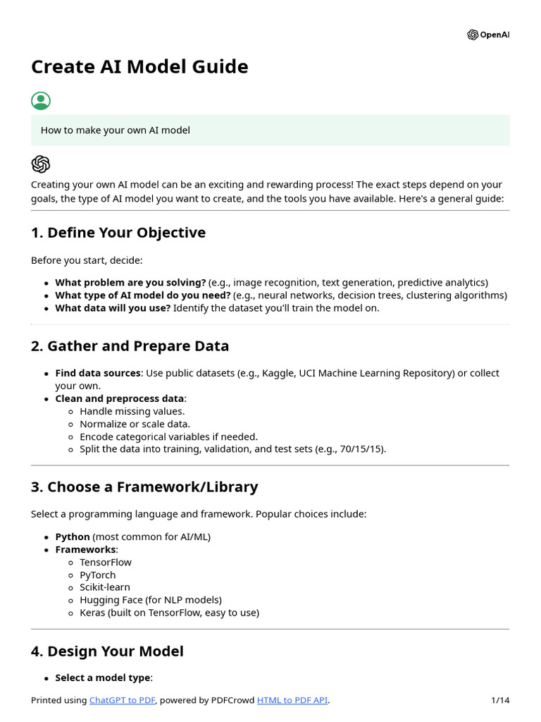 Create AI Model Guide | PDF | 3 D Computer Graphics | Machine Learning