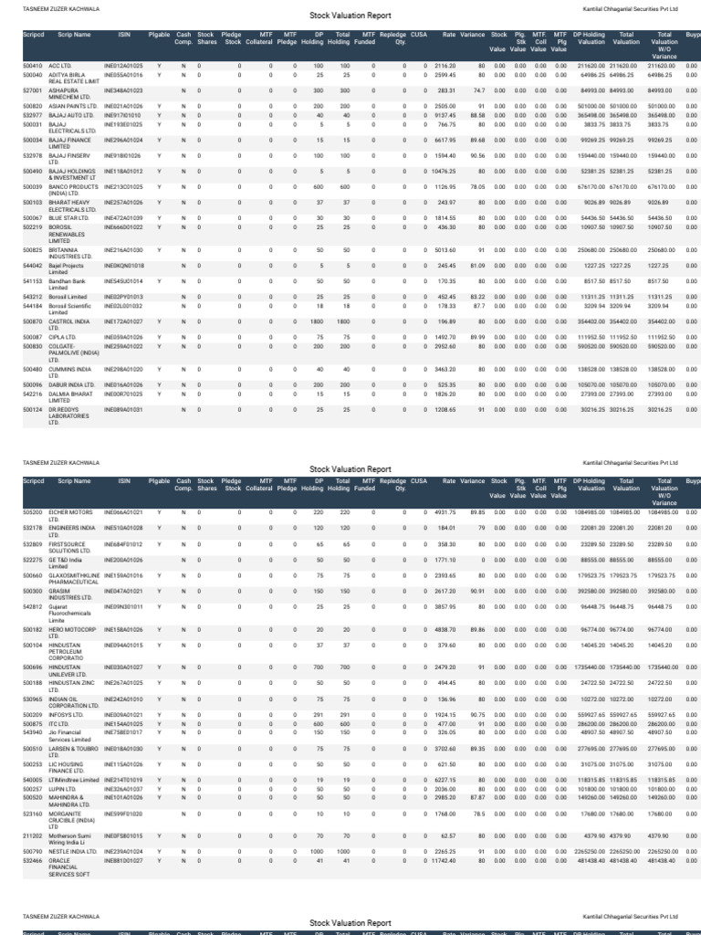 Stock Valuation Report Summary | PDF | Companies | Corporations
