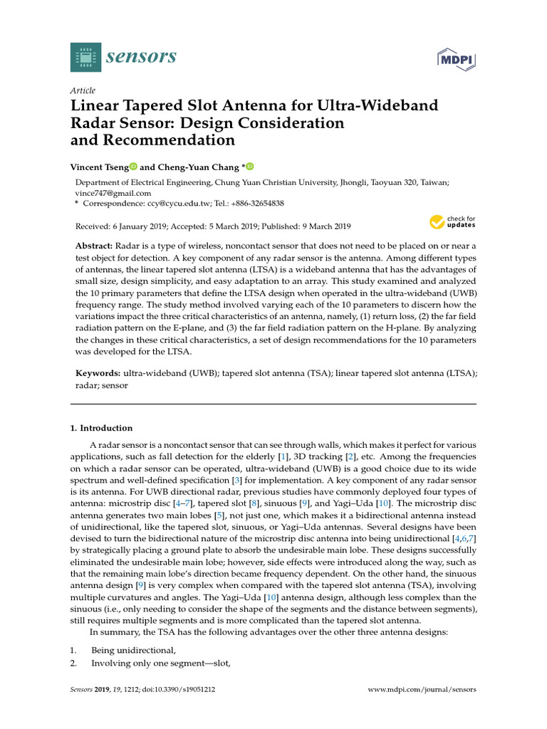 sensors-19-01212-v2 | PDF | Antenna (Radio) | Ultra Wideband