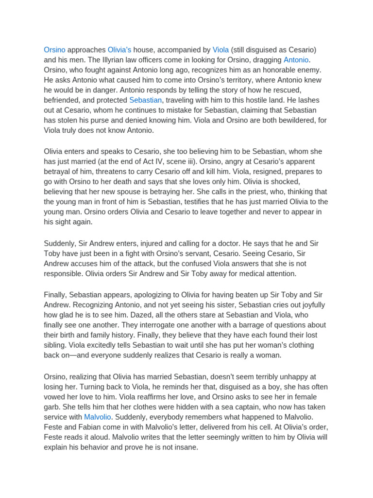 Orsino's Character Analysis in Twelfth Night | PDF