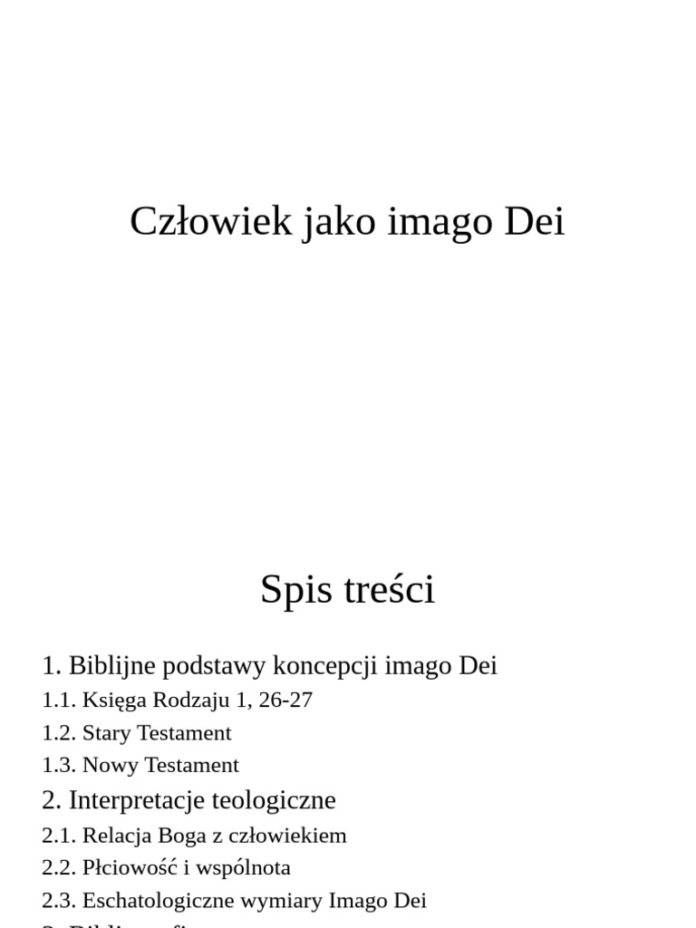 Człowiek Jako Imago Dei Prezentacja | PDF
