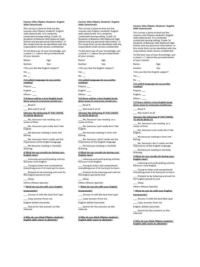 SURVEY-QUESTIONNAIRE (1) | PDF