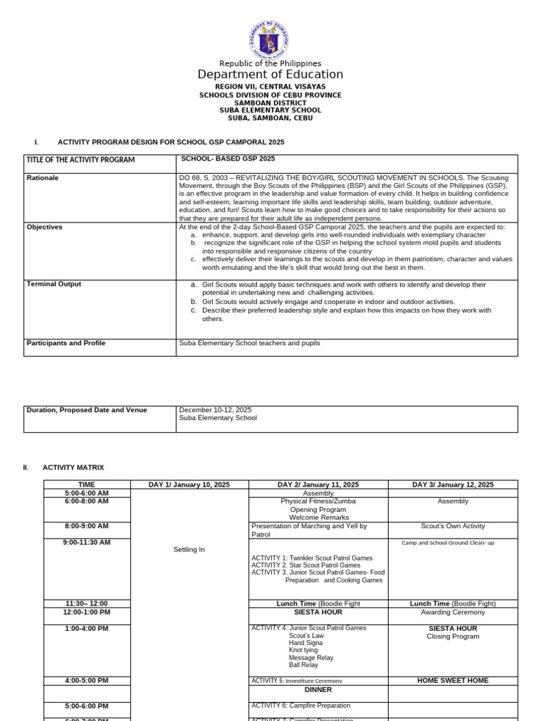 Activity-Design-GSP Scouting | PDF | Scouting
