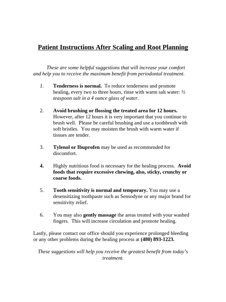 Post-Scaling Care Instructions | PDF