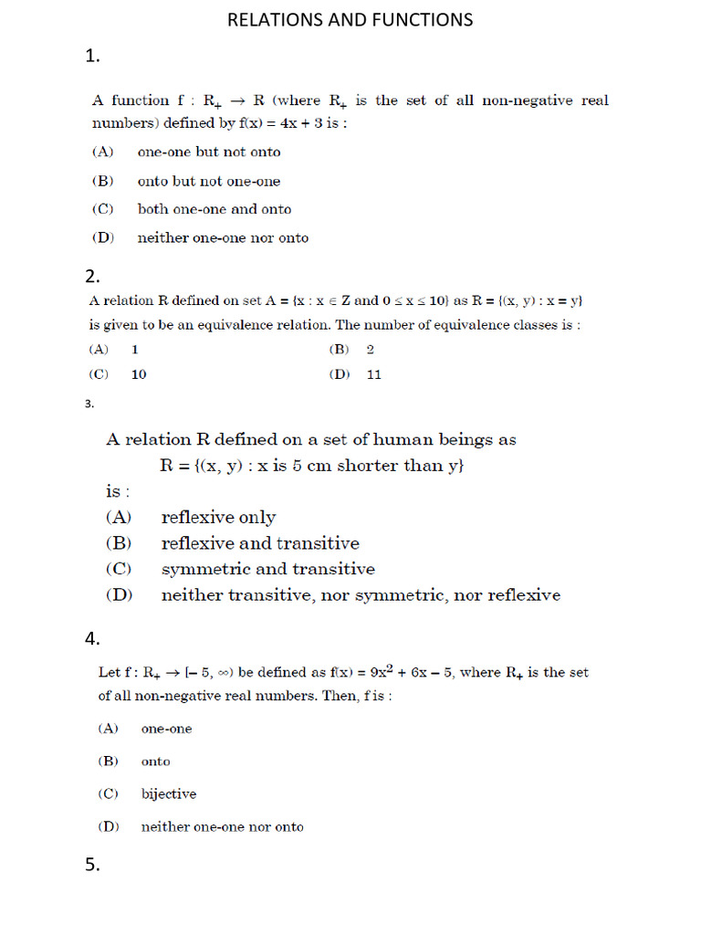 RELATIONS AND FUNCTIONS | PDF