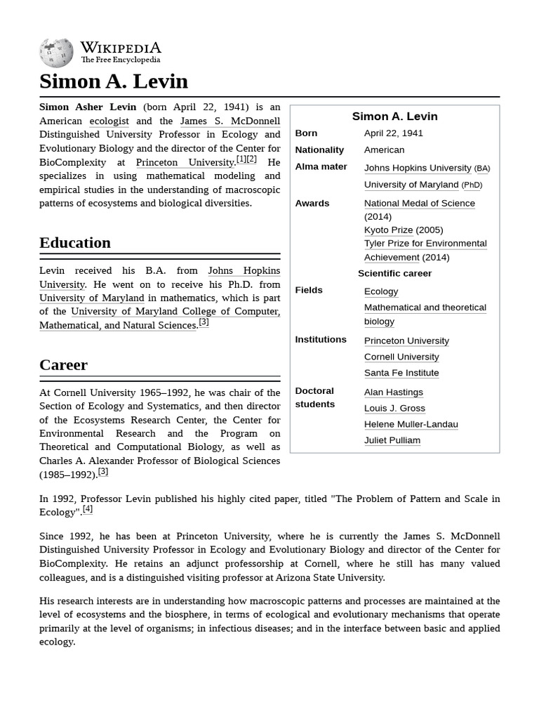 Simon_A._Levin | PDF | Science | Natural Environment