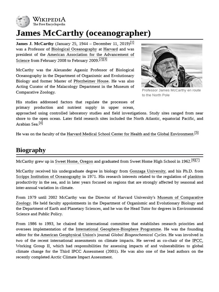 James McCarthy (Oceanographer) | PDF | Earth Sciences | Nature