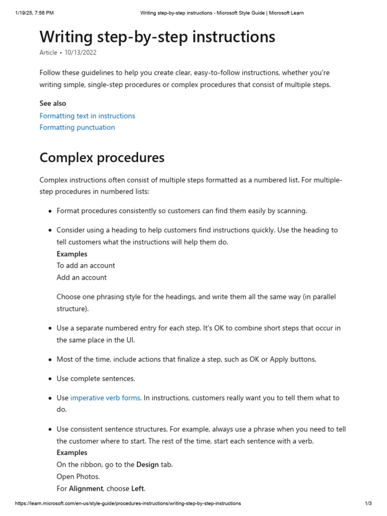 Writing Step-By-Step Instructions - Microsoft Style Guide - Microsoft ...