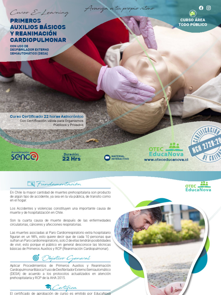 Curso Te Cnicas de Primeros Auxilios Ba Sicos y Reanimacio N 22-Hrs-1 | PDF | Reanimación ...