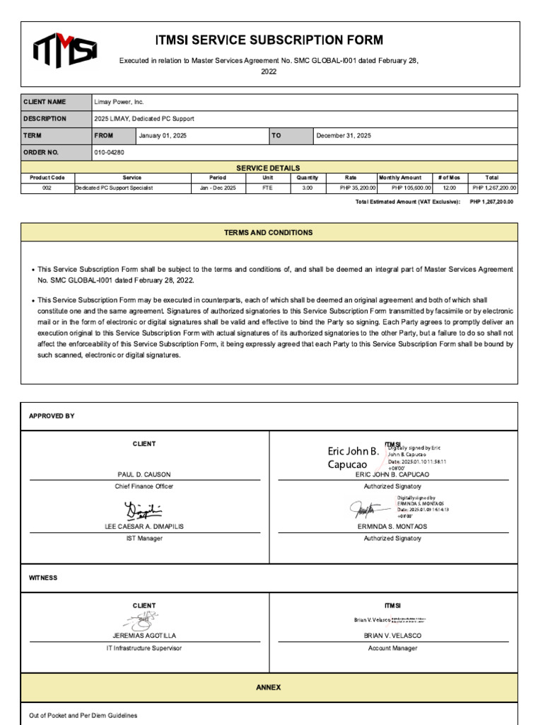 ITMS_LPI Dedicated PC Support Jan 1 2025 to December 31 2025 - Signed | PDF