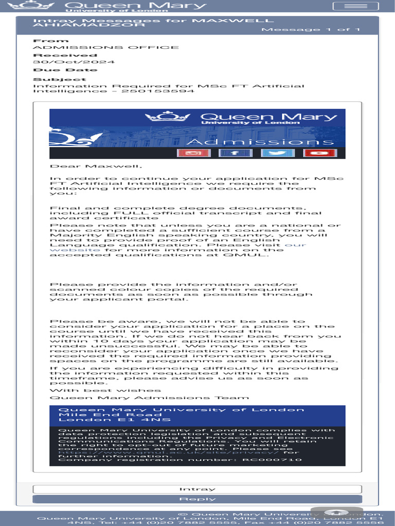 Intray Message Header | PDF