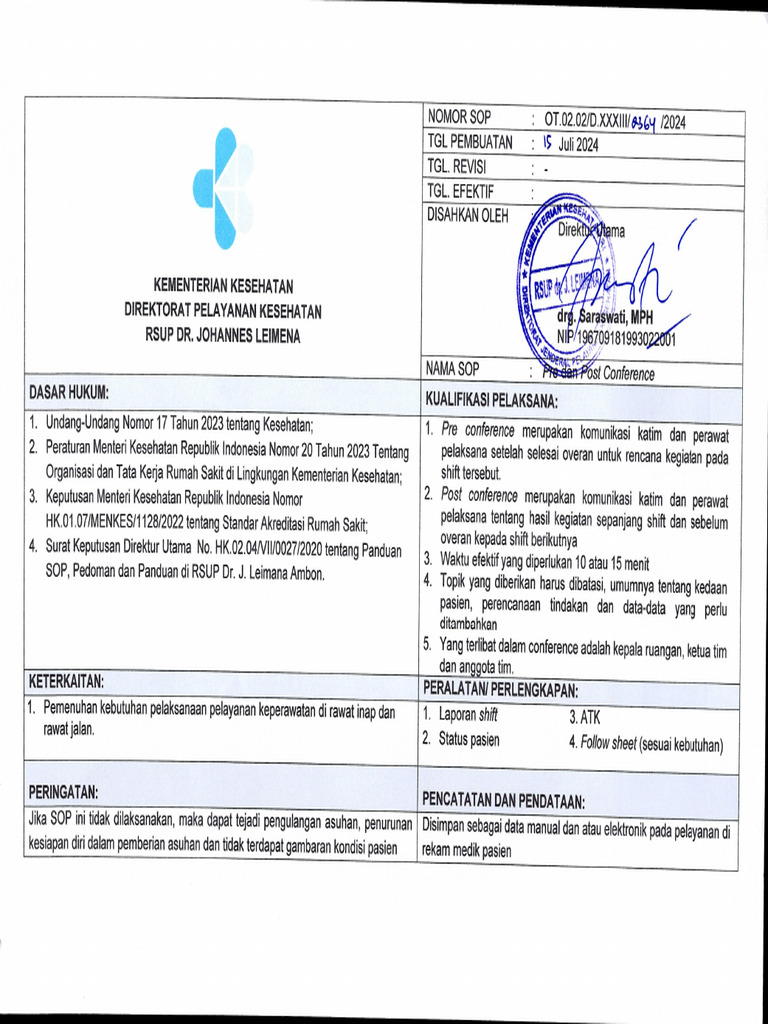 SOP Pre Dan Post Conference | PDF