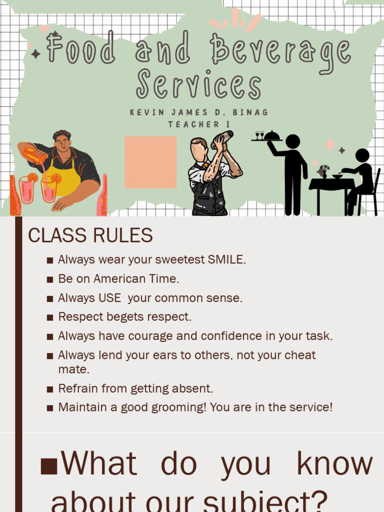 Week 1 Prepare The Dining Room ALS | PDF | Foodservice | Cafeteria