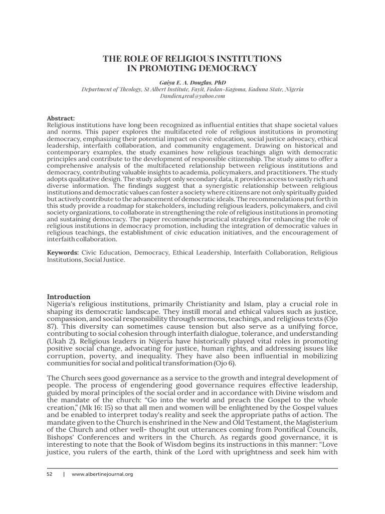 7 The Role of Religious Institutions | PDF | Democracy | Political ...