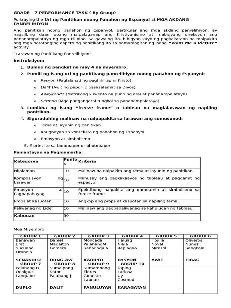 Performance Tasks | PDF