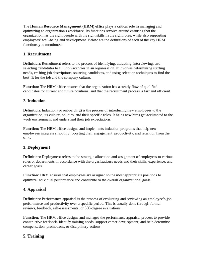 The Human Resource Management - Role and Function of The HR Departmenr ...