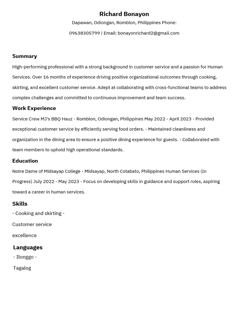 Richard Bonayon Resume PDF | PDF