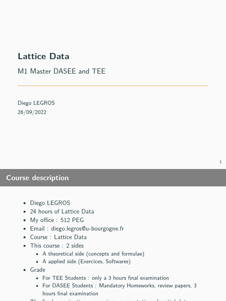 Lattice Data Slides 1 | PDF | Spatial Analysis | Probability Distribution