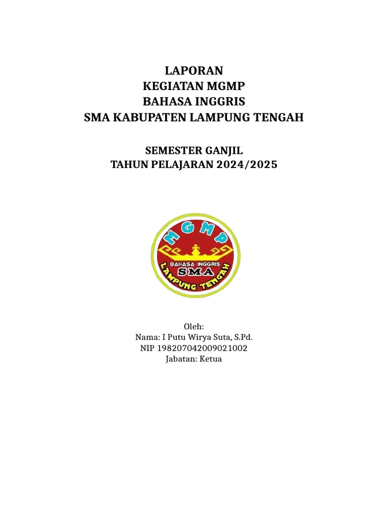 Cover Laporan MGMP | PDF