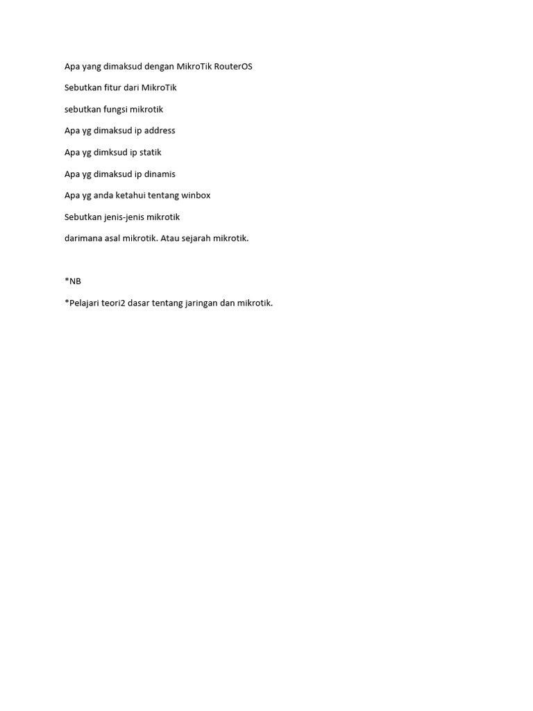 Kisi Kisi Mapil Jaringan | PDF