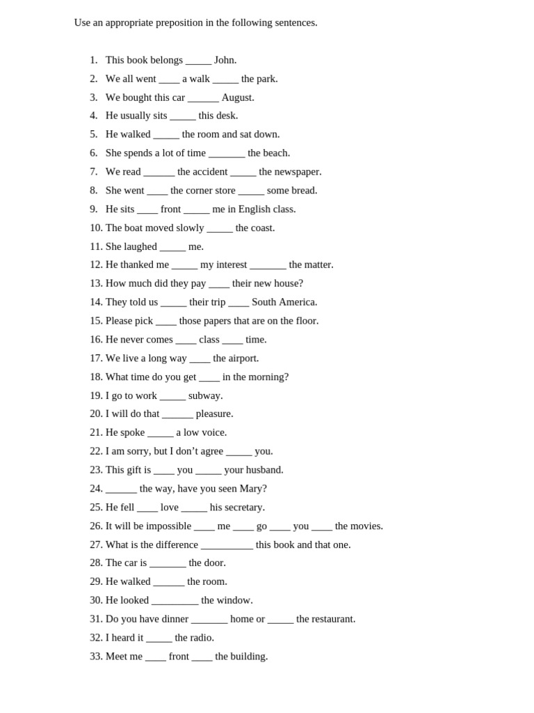 PREPOSITIONS IV | PDF