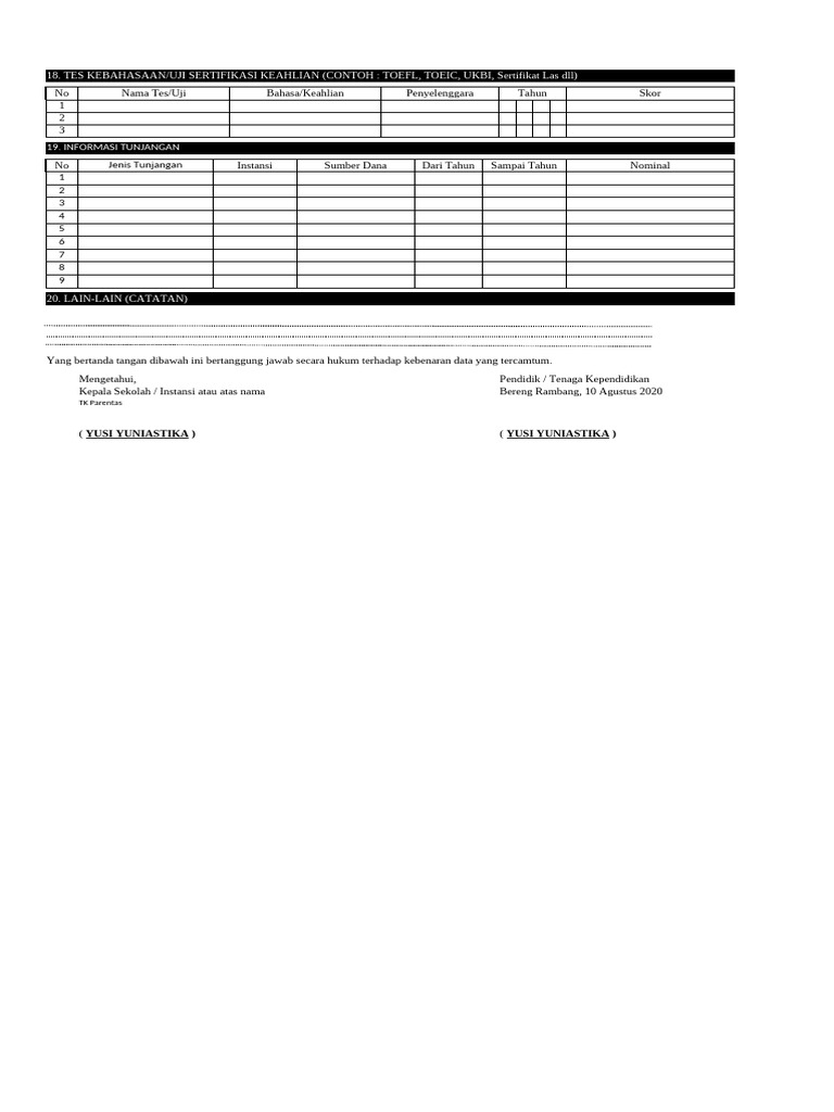 Formulir Pendidik | PDF