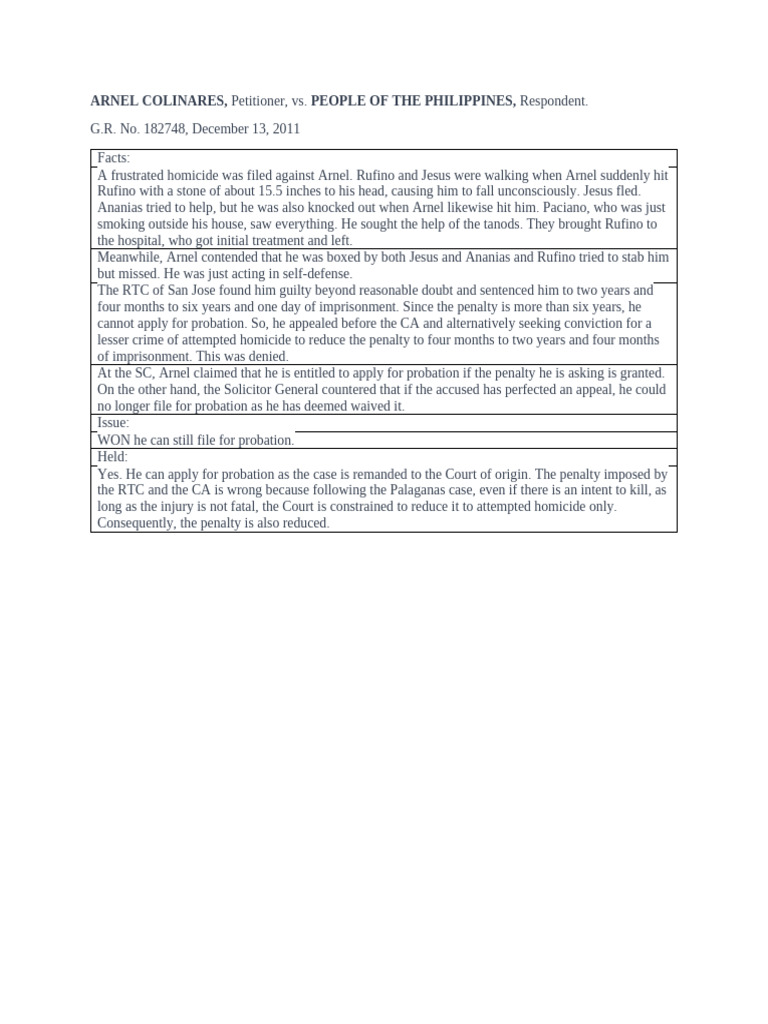 ARNEL COLINARES, Petitioner, vs. PEOPLE OF THE PHILIPPINES, Respondent | PDF
