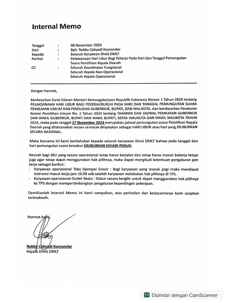 Internal Memo Pilkada | PDF