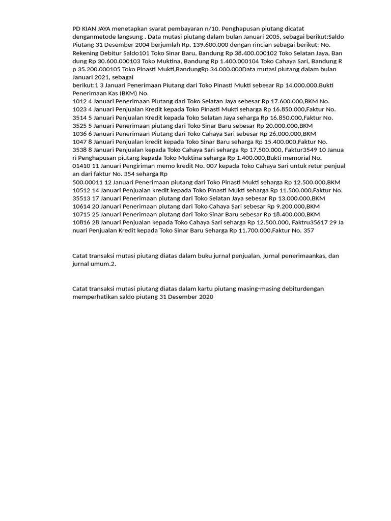 PD KIAN JAYA menetapkan syarat pembayaran n | PDF