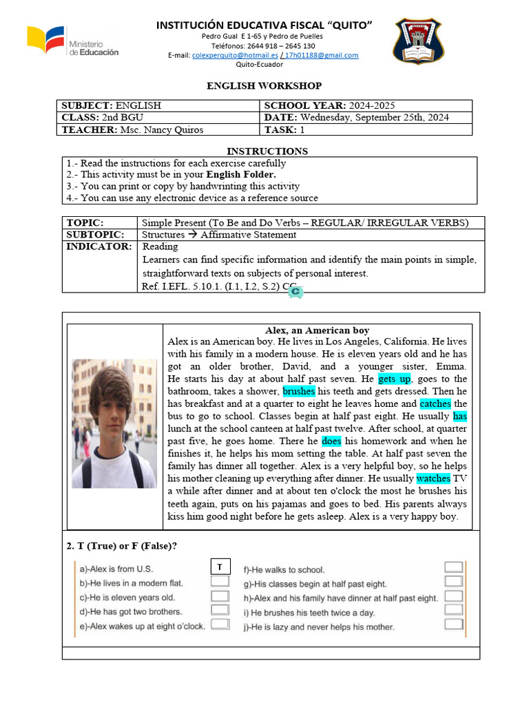 ENGLISH WORKSHOP TEACHER NANCY QUIROS | PDF | Linguistics