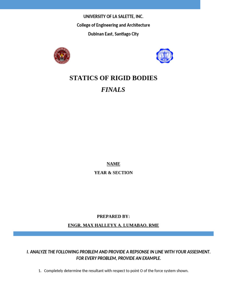 Statics Final Plate | PDF