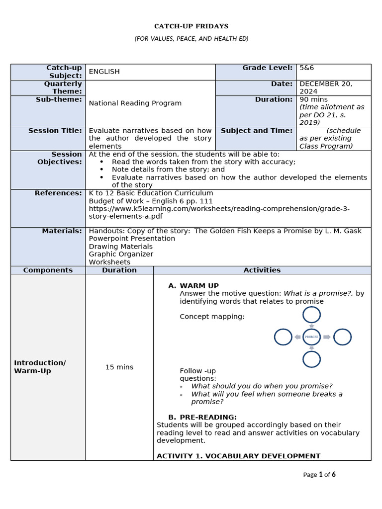 Grade6 Eng Reading - Catch Up Friday | PDF